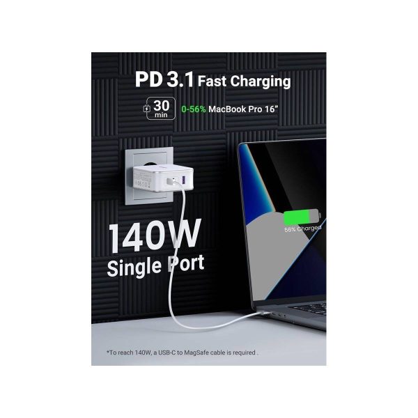 Ugreen Nexode 140W USB C GaN Charger-3 Ports Wall Charger -White – الكوسا للأتصالات والكمبيوتر
