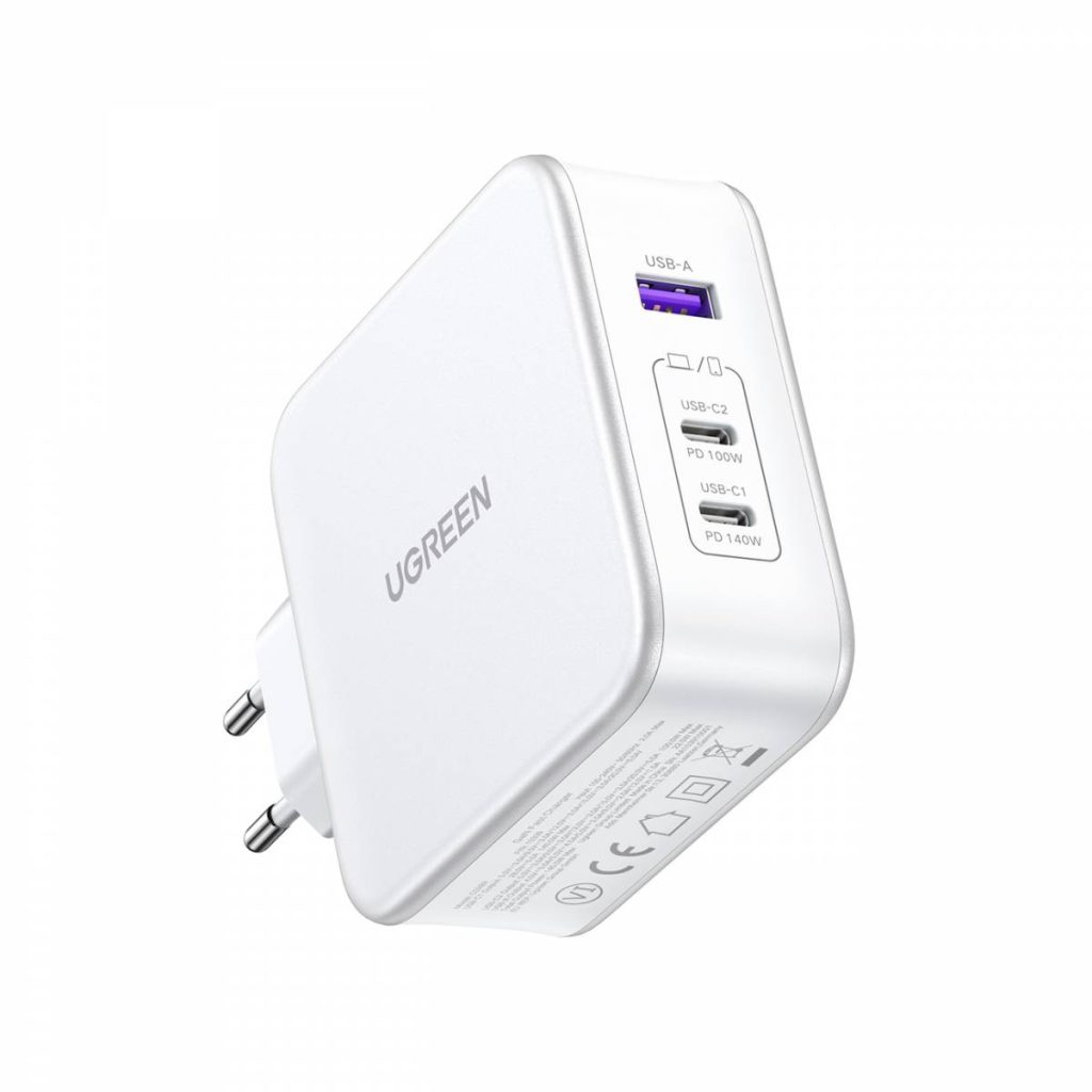 Ugreen Nexode 140W USB C GaN Charger-3 Ports Wall Charger -White – الكوسا للأتصالات والكمبيوتر